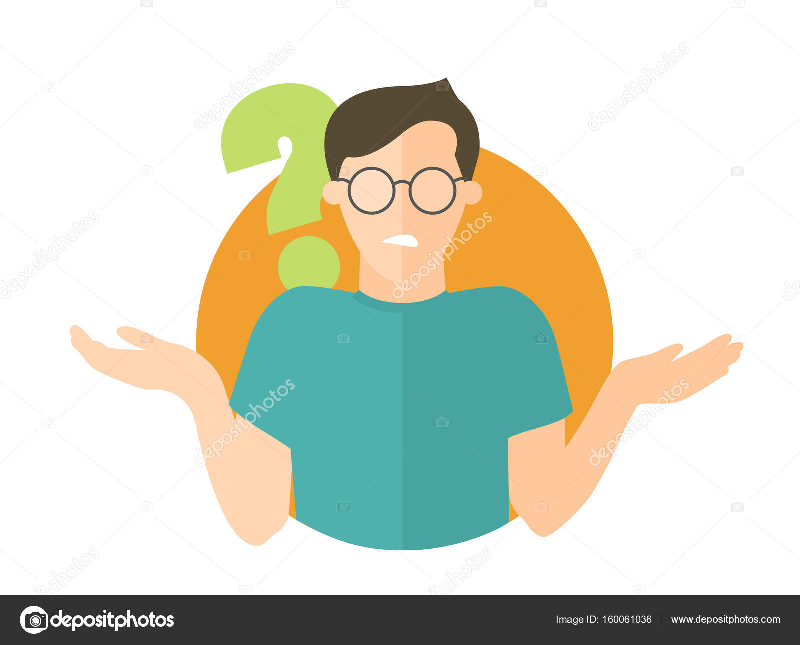 Designikon Flat Platt Designikon. Stilig Man I Glasögon Tvivel. Kille