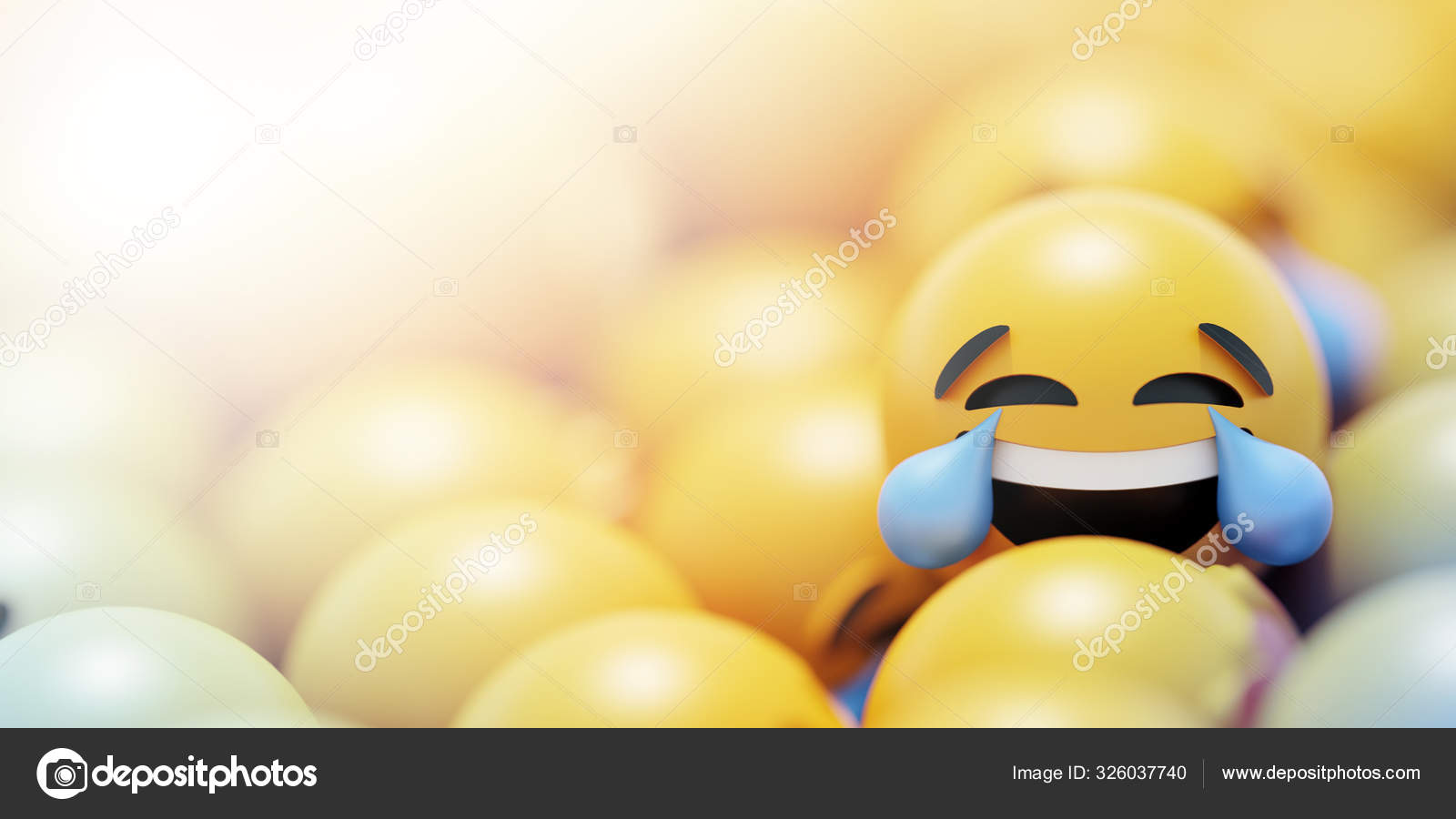 Happy Crying Emoticon Rendering Background Social Media Communications ...