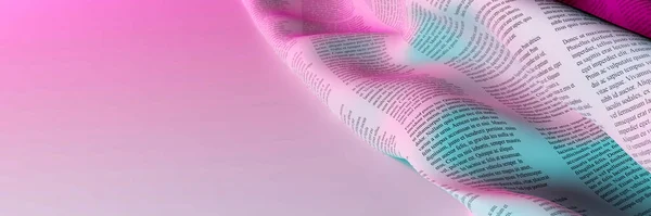 Abstract background with a fluid paper and infinite random text ...