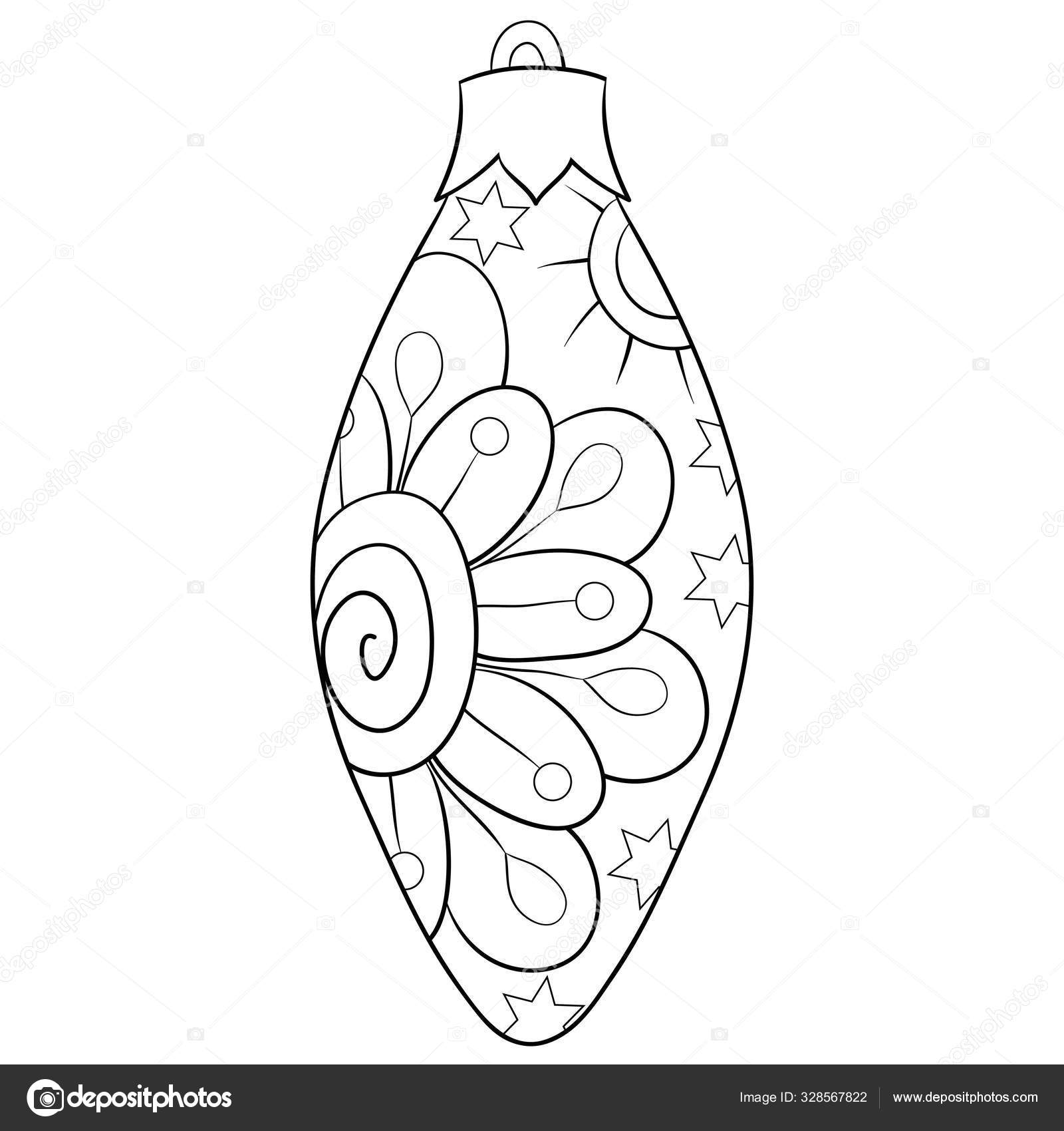 Adult coloring book,page a Christmas ball with ornaments image — Stock ...