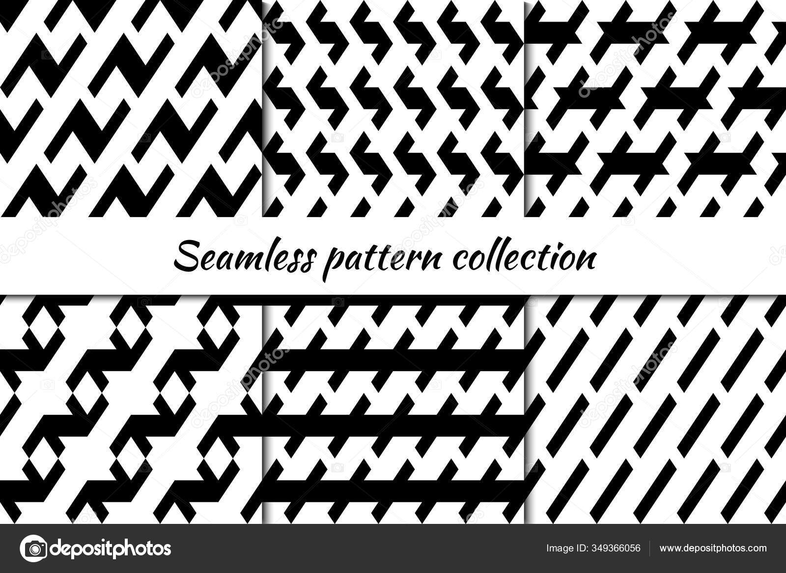 Seamless Patterns Collection Figures Curves Lines Backgrounds Set ...