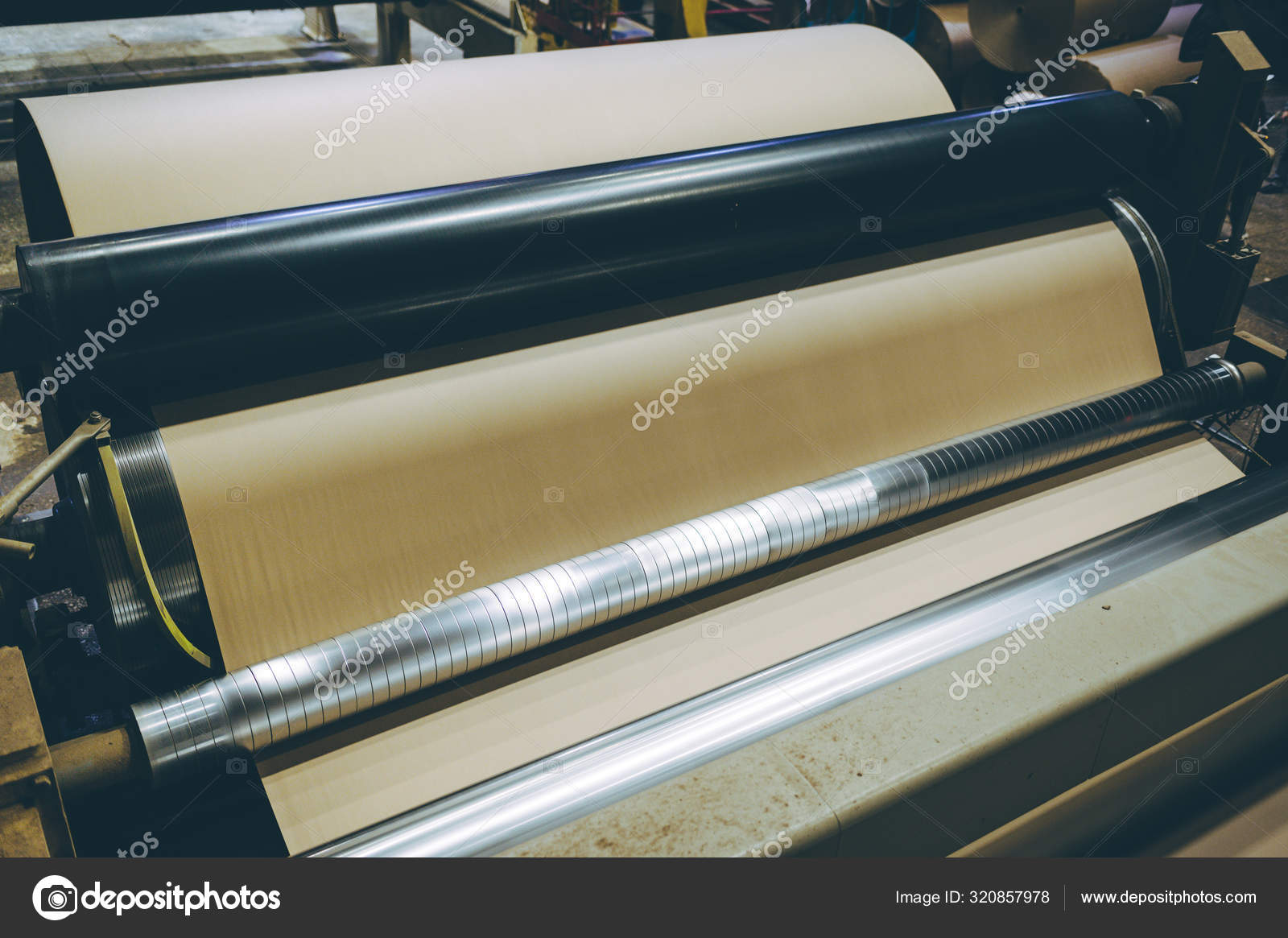 Paper carton making factory machine huge cellulose Stock Photo by ...