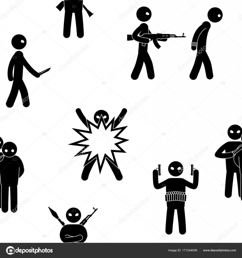 Terrorism concept. Set of terrorist people. Terror world threat. Stock ...