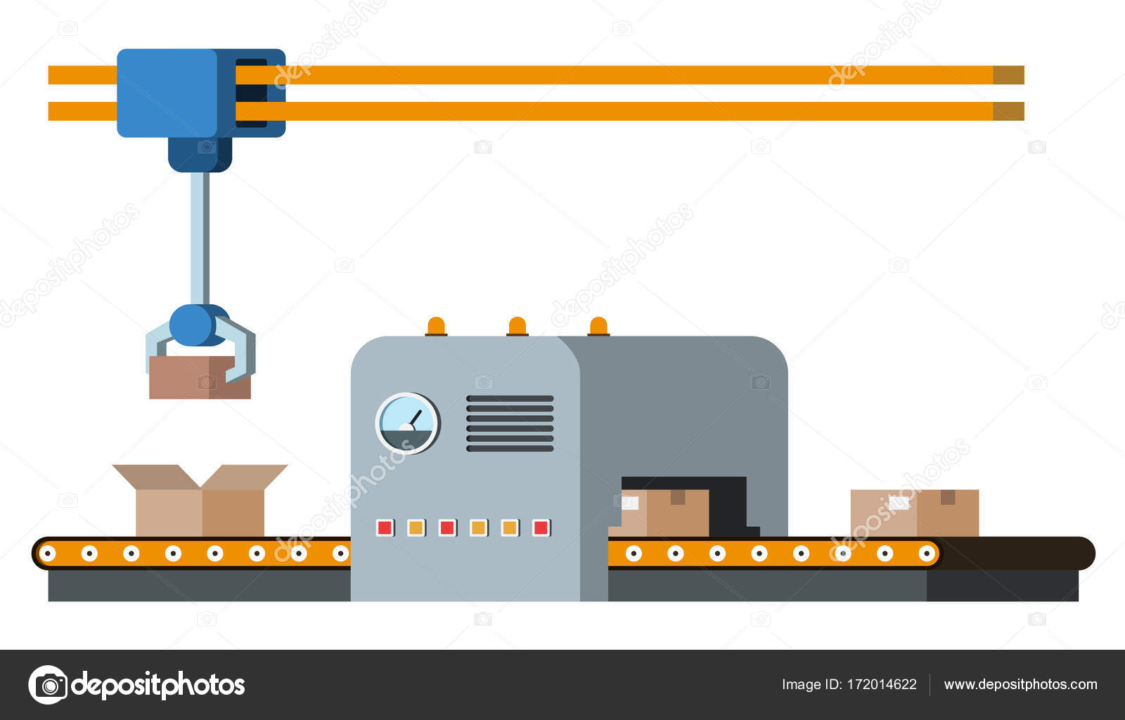 Ligne de montage. Système de convoyage automatisé . Vecteur par ...
