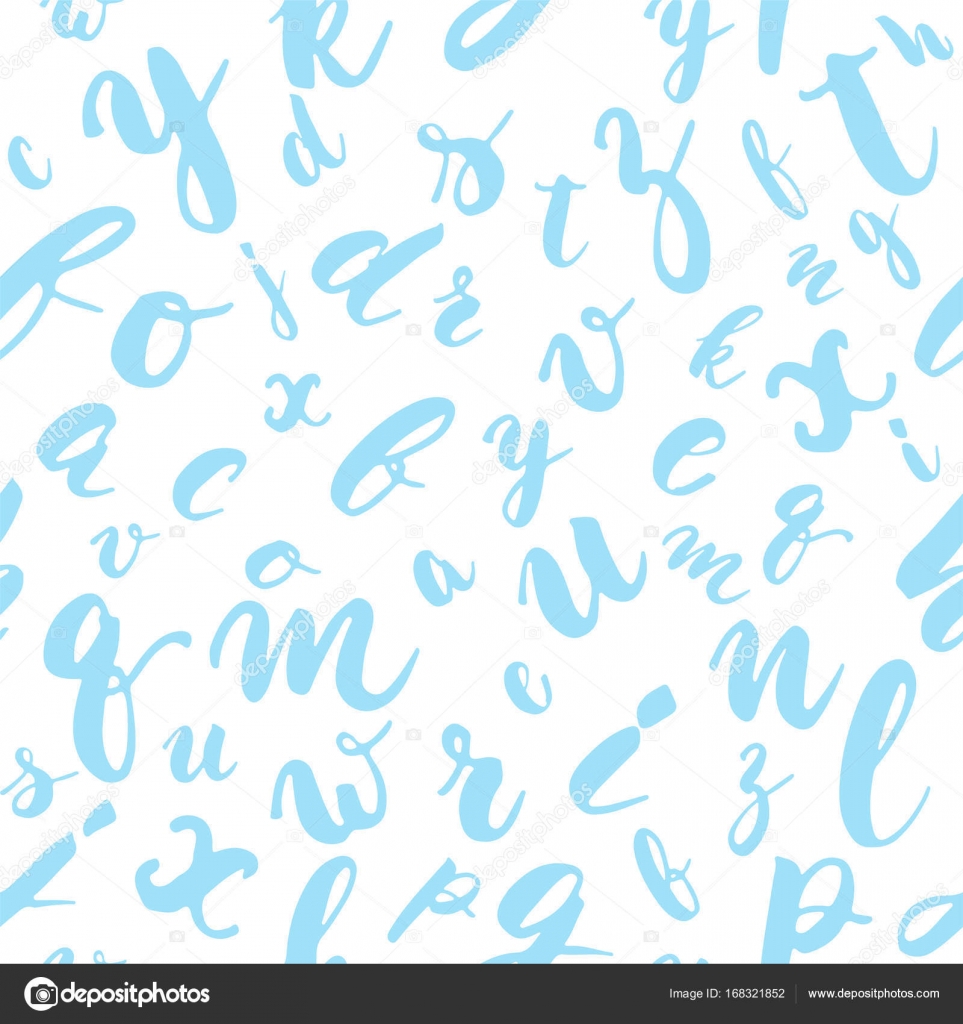 Dibujado a mano letras de alfabeto azul claro patrón sin costuras ...
