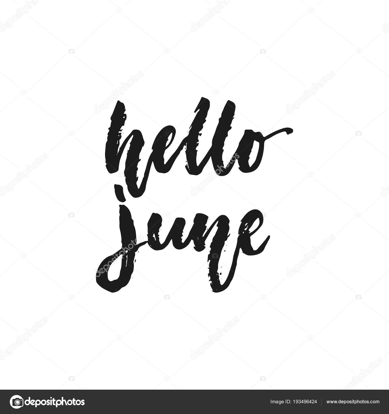 Hello June - hand drawn seasons holiday lettering phrase isolated on ...
