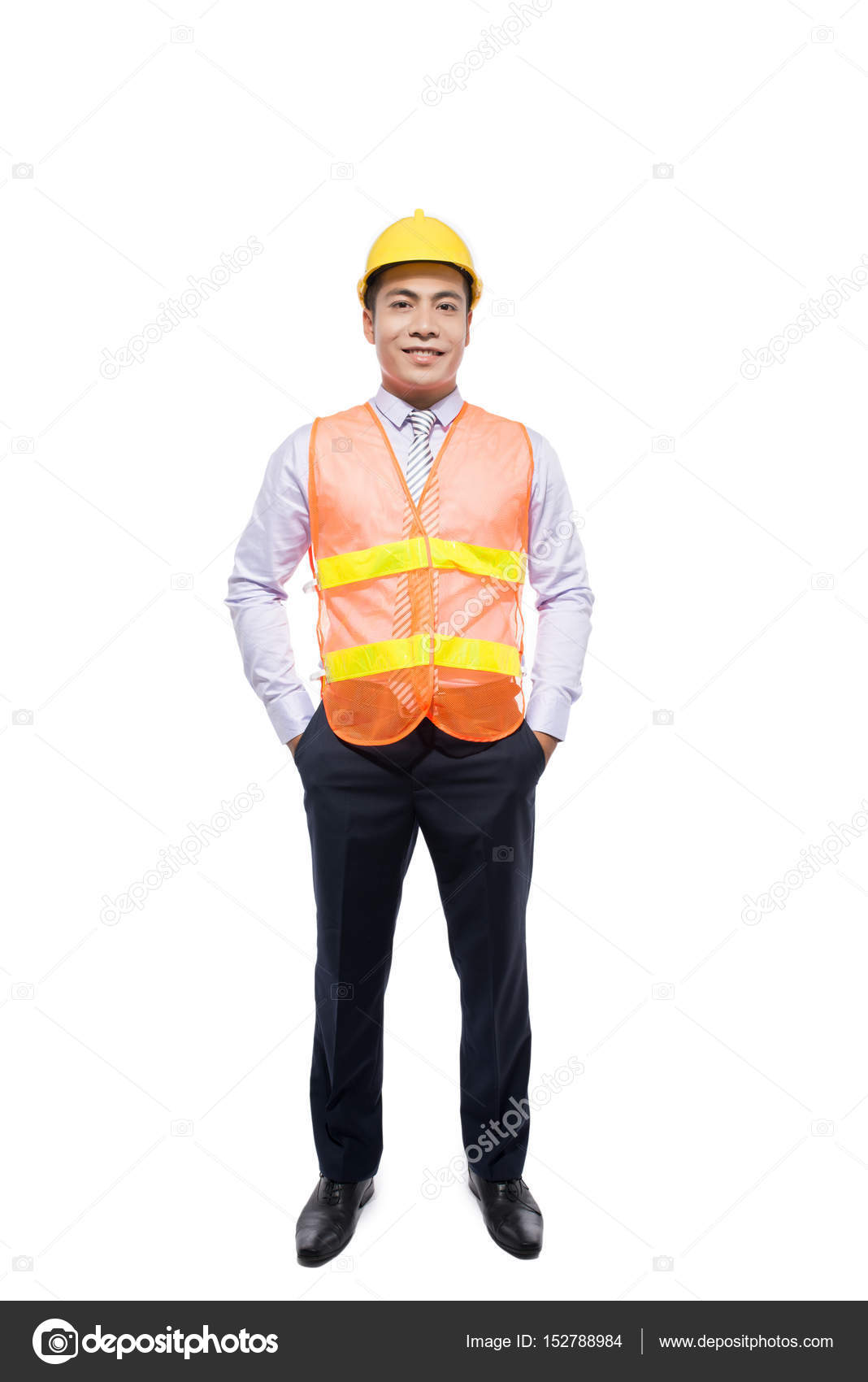 Rear view of architect looking comparing housing project with bu ...