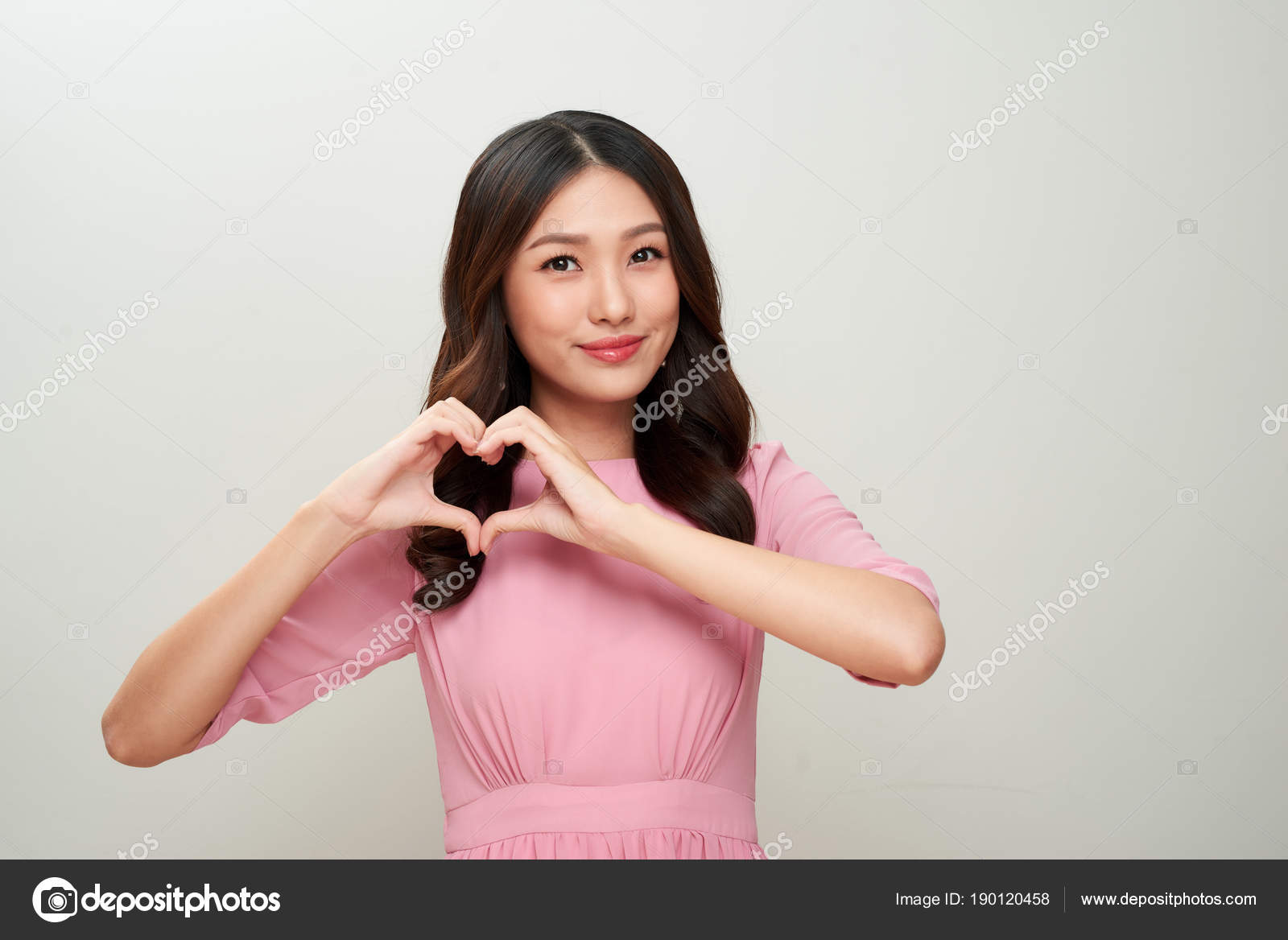 Pretty Young Asian Woman Making Heart Gesture Her Fingers Front — Stock