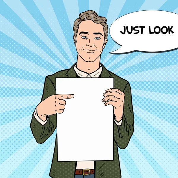 Young Businessman Pointing at Blank Paper Sheet. Business Presentation ... Young Businessman Pointing at Blank Paper Sheet. Business Presentation ...