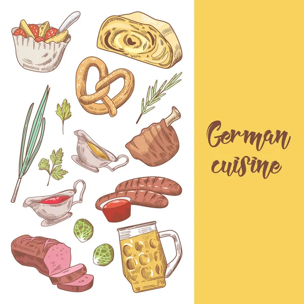 German Traditional Food Hand Drawn Doodle. Germany Cuisine Menu ...