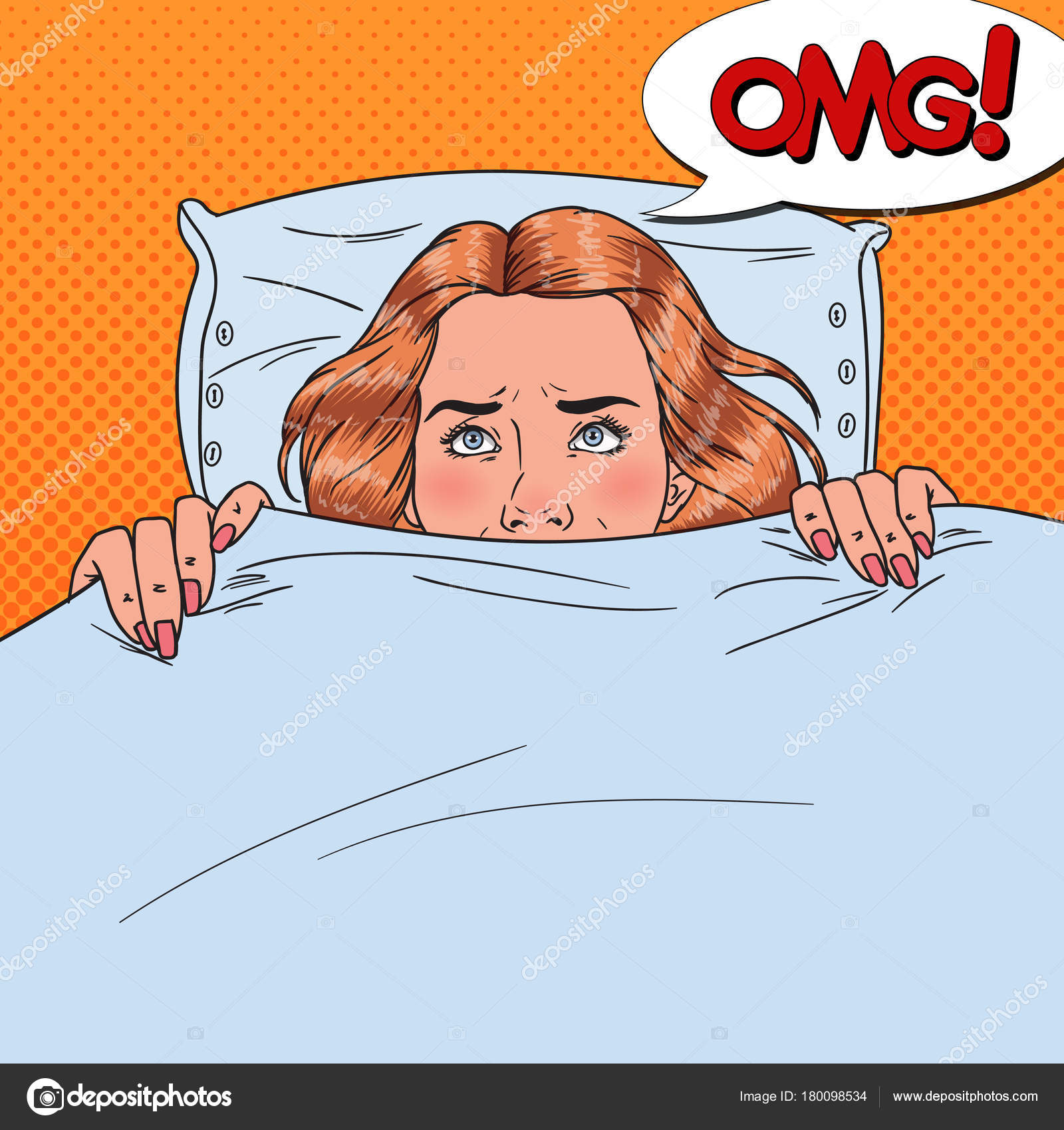 Girl Waking Up Scared Cartoon