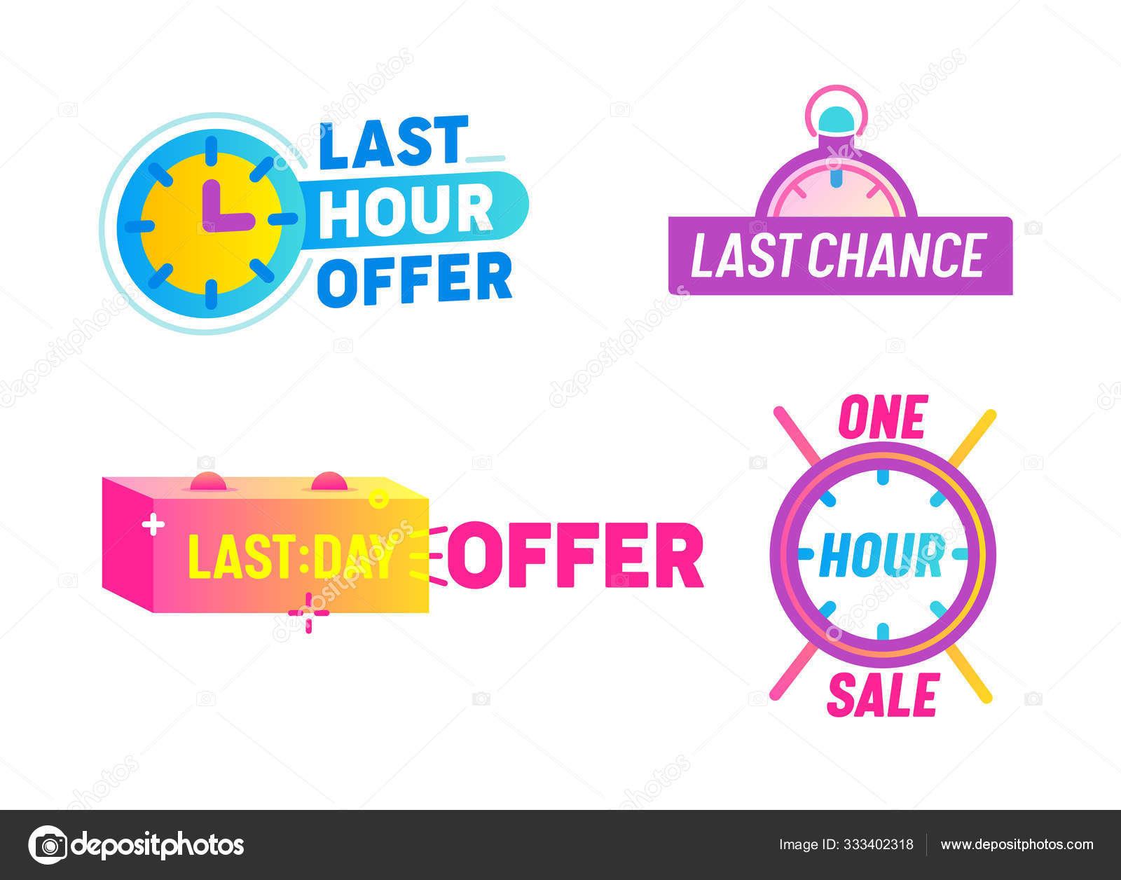 Last Offer Sale Countdown Badges, Labels and Logo Set Isolated on White ...