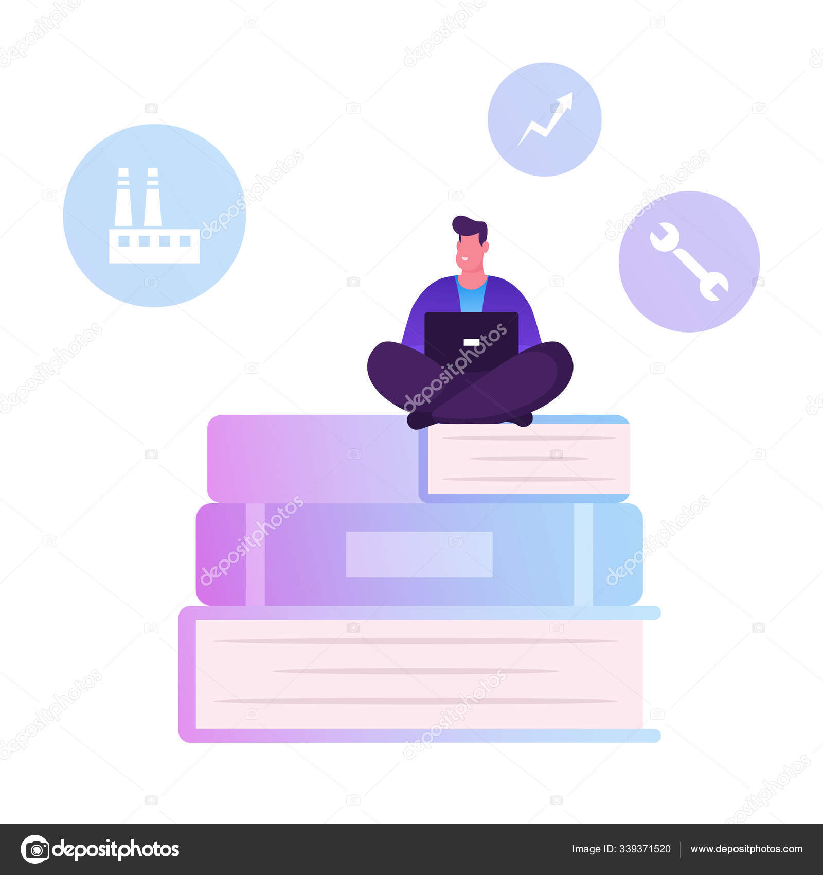 Manual de Usuarios Folleto, FAQ Concept. Man Sitting on Huge Pile of ...