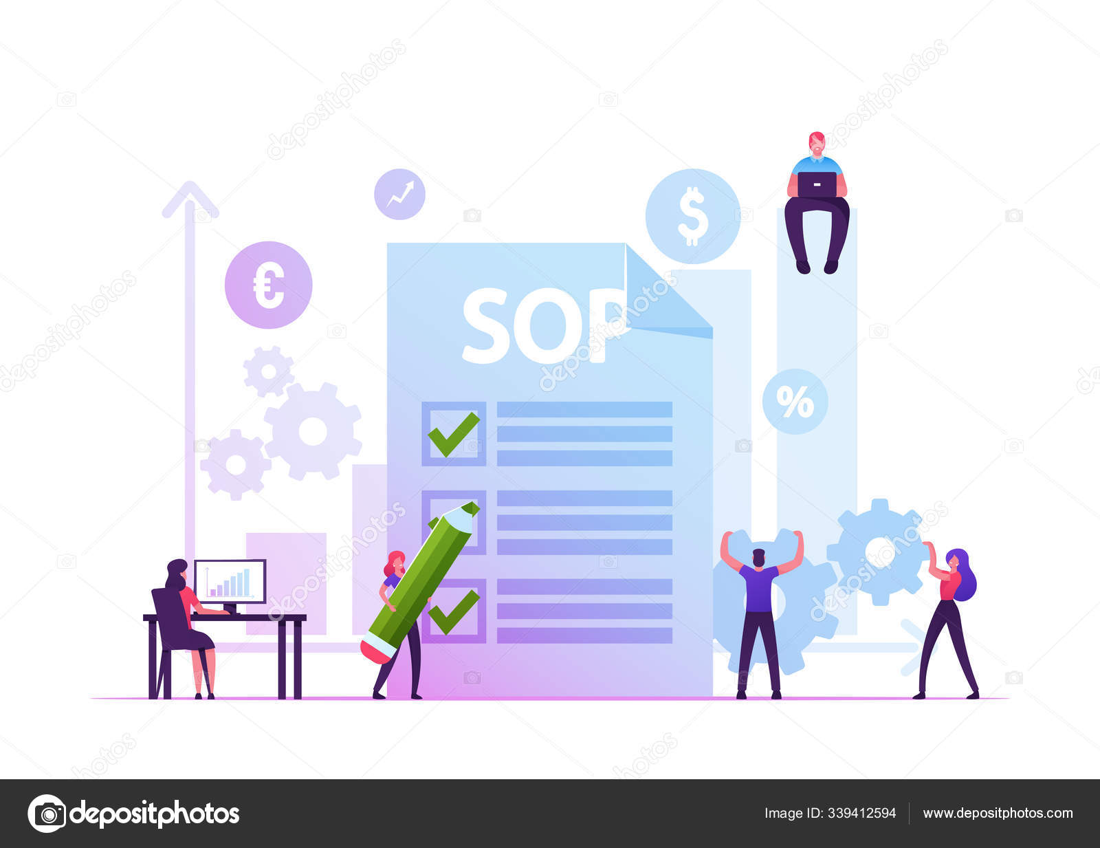 Sop, Concepto de Procedimiento Operativo Estándar. Gente escribiendo ...