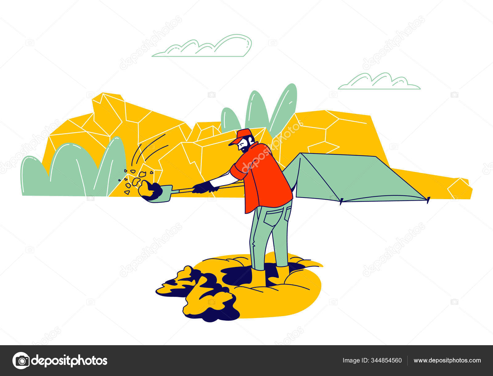 Geologist or Archeologist Scientist Working on Excavations with ...