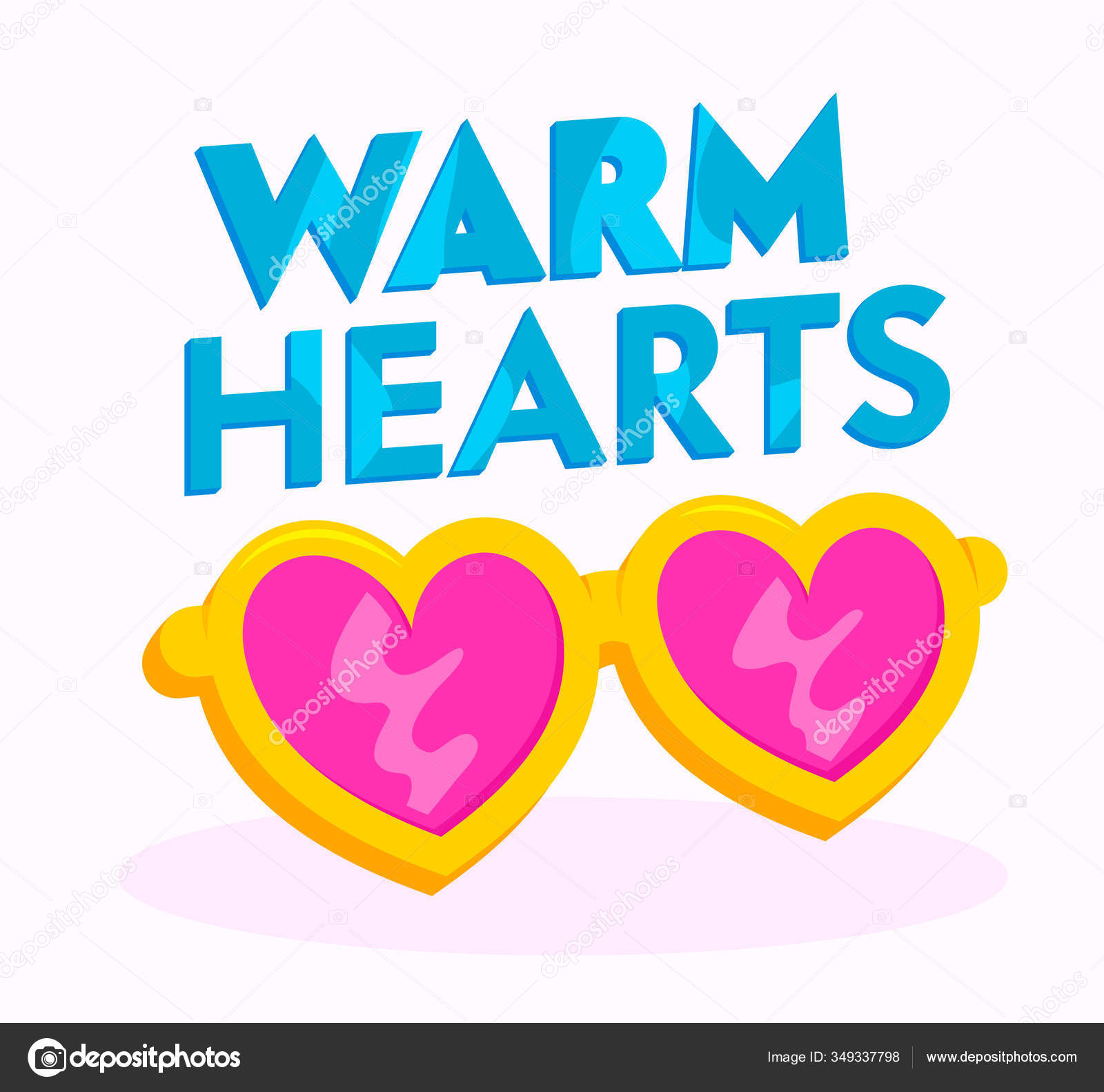 Warm Hearts Banner or Icon. Heart Shaped Pink Sunglasses Isolated on ...