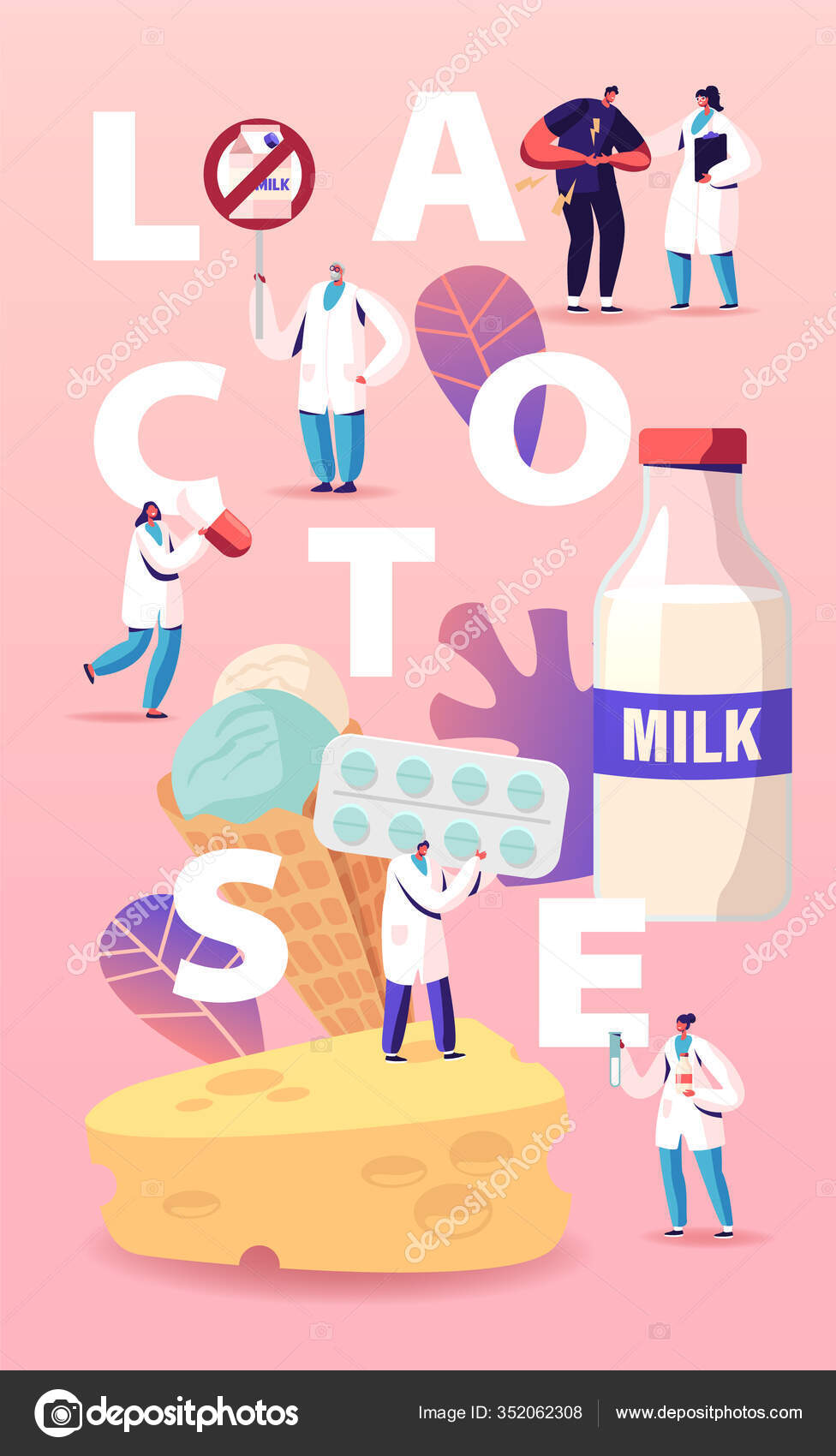 Lactose Intolerance Concept. Man Feel Bad in Stomach Visit Hospital for ...