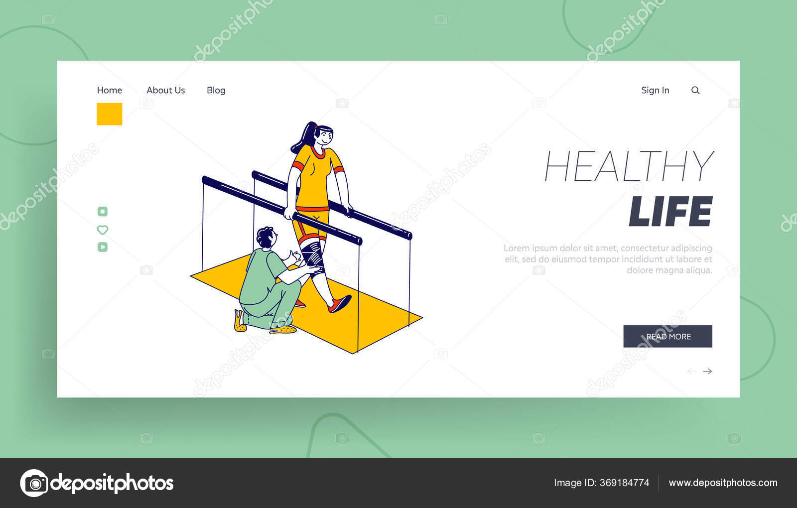Woman with Disabilities Physiotherapy Landing Page Template. Physical ...