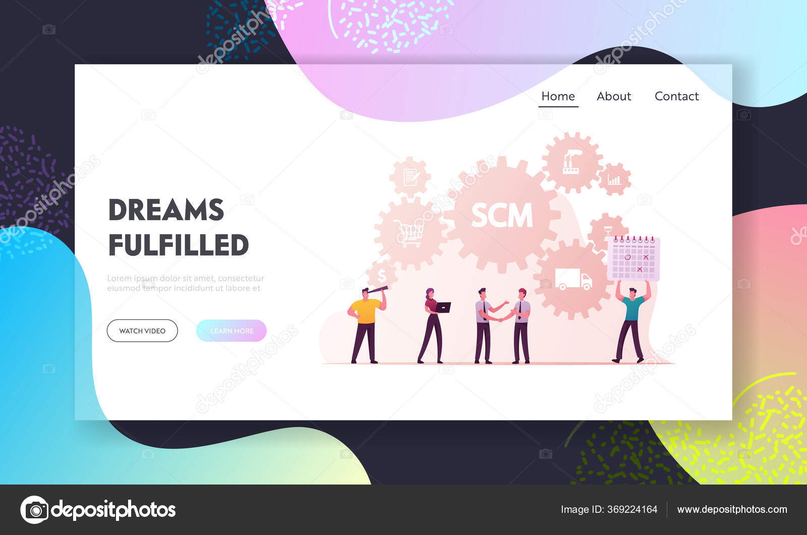 SCM, Supply Chain Management Landing Page Template. Business Characters ...