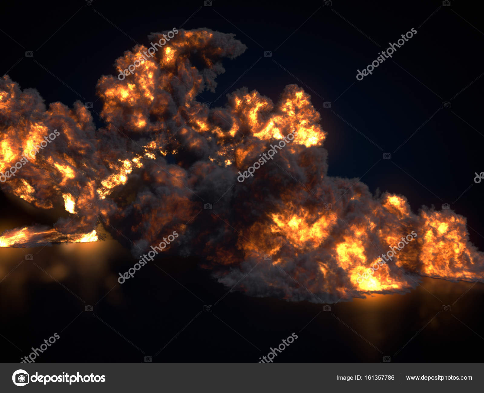 Large fireball isolated on dark background. 3d rendering Stock Photo by ...