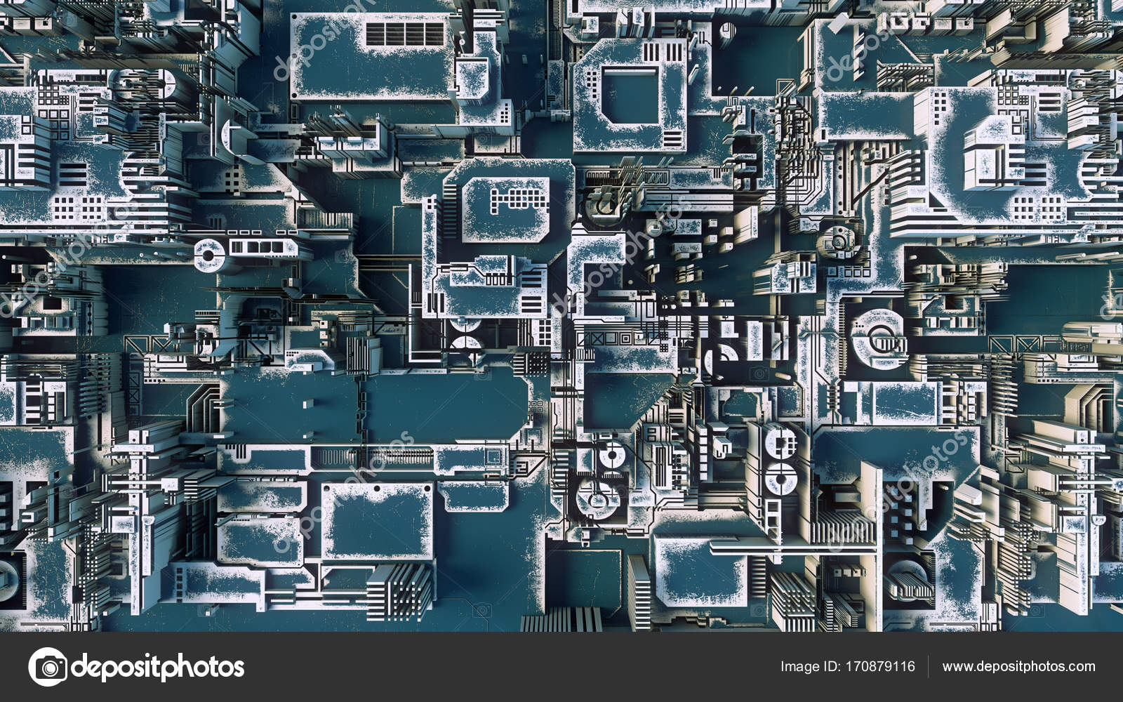 Abstract blue futuristic techno pattern. Digital 3d illustration Stock ...