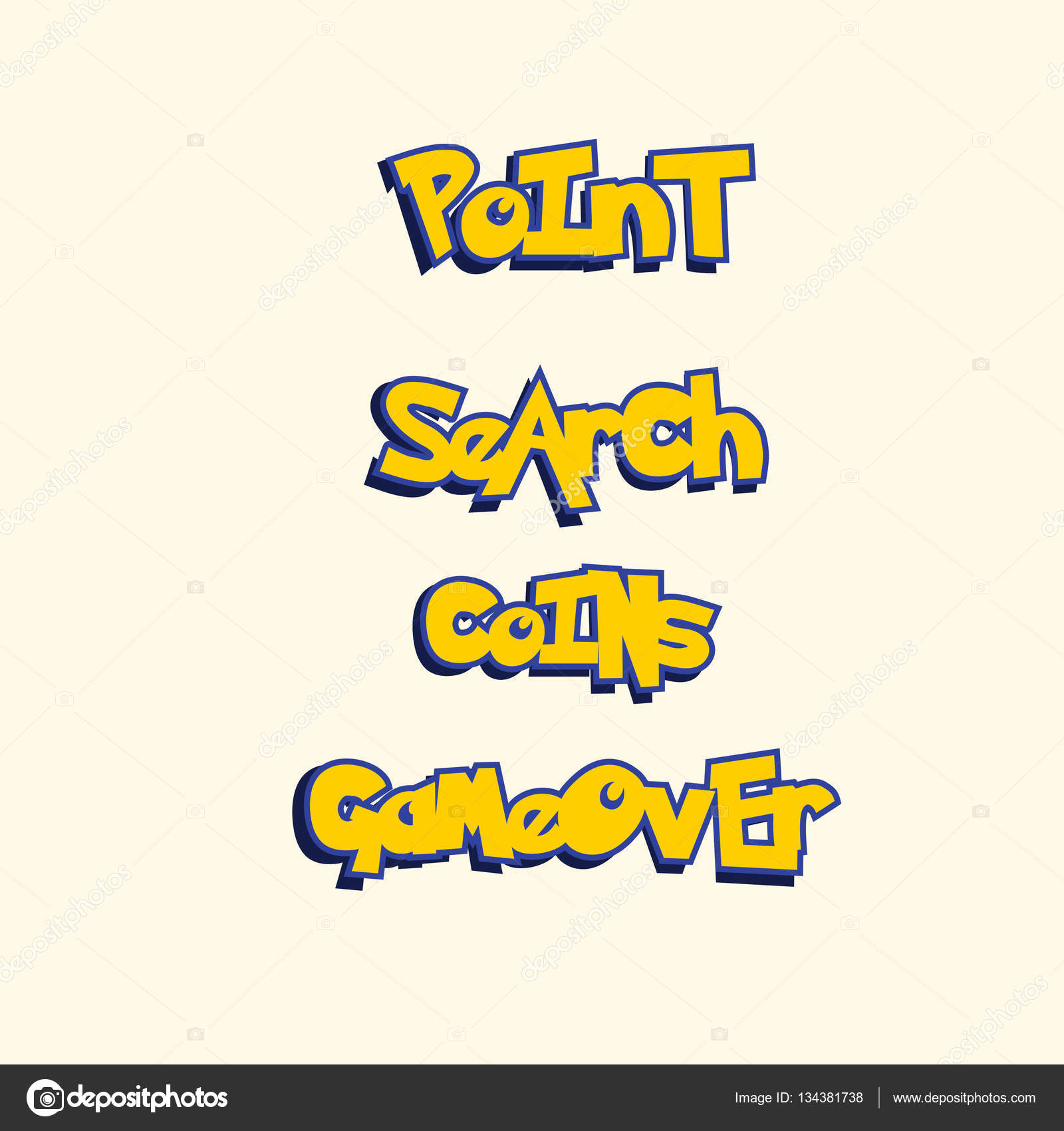 Yellow words in pokemon game style — Stock Vector © ibrandify #134381738