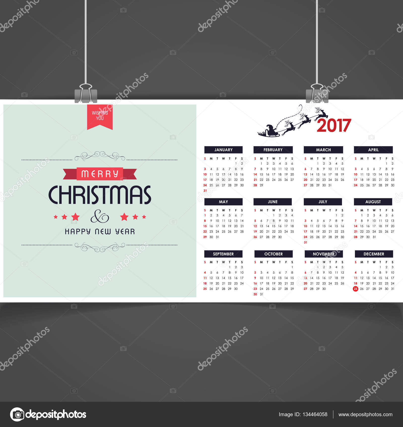 Printable Christmas calendar Stock Vector Image by ©ibrandify #134464058
