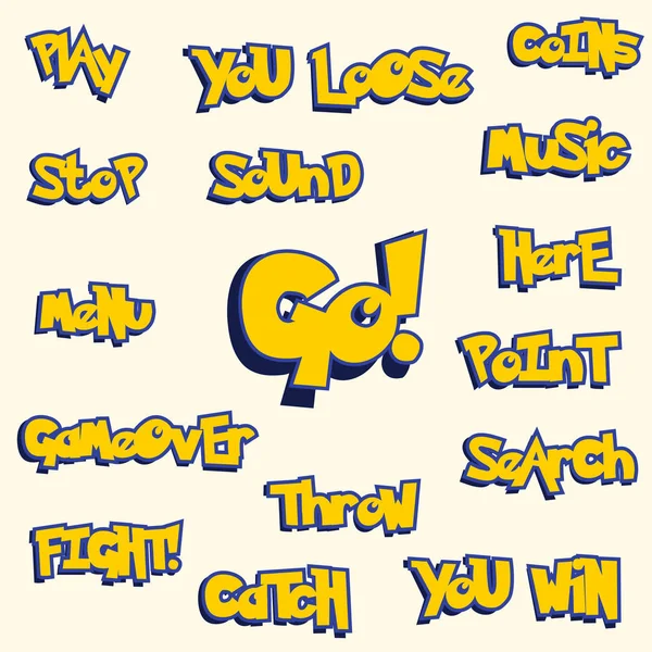 Yellow words in pokemon game style — Stock Vector © ibrandify #134381738