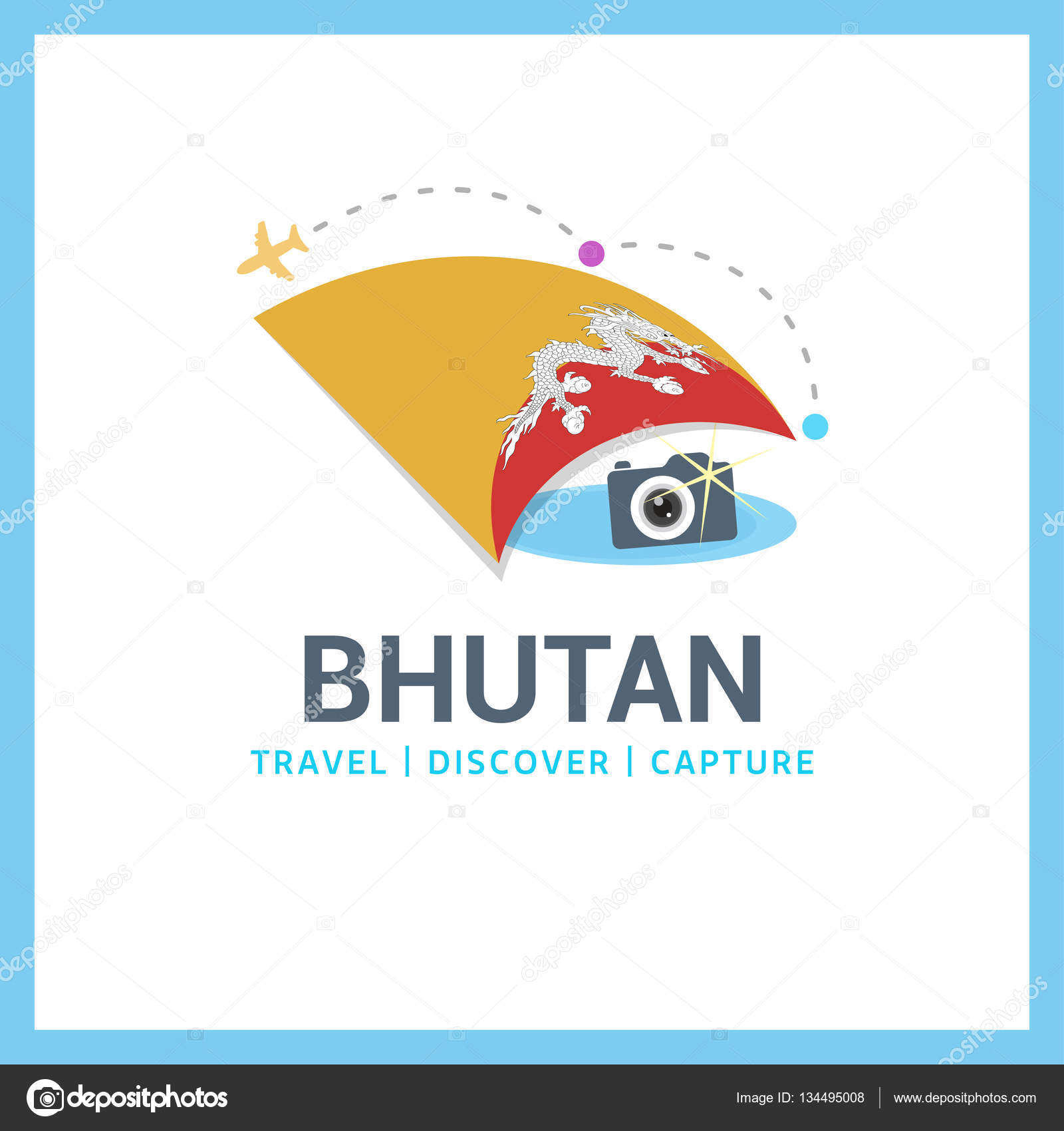 Bhutan national flag logo Stock Illustration by ©ibrandify #134495008