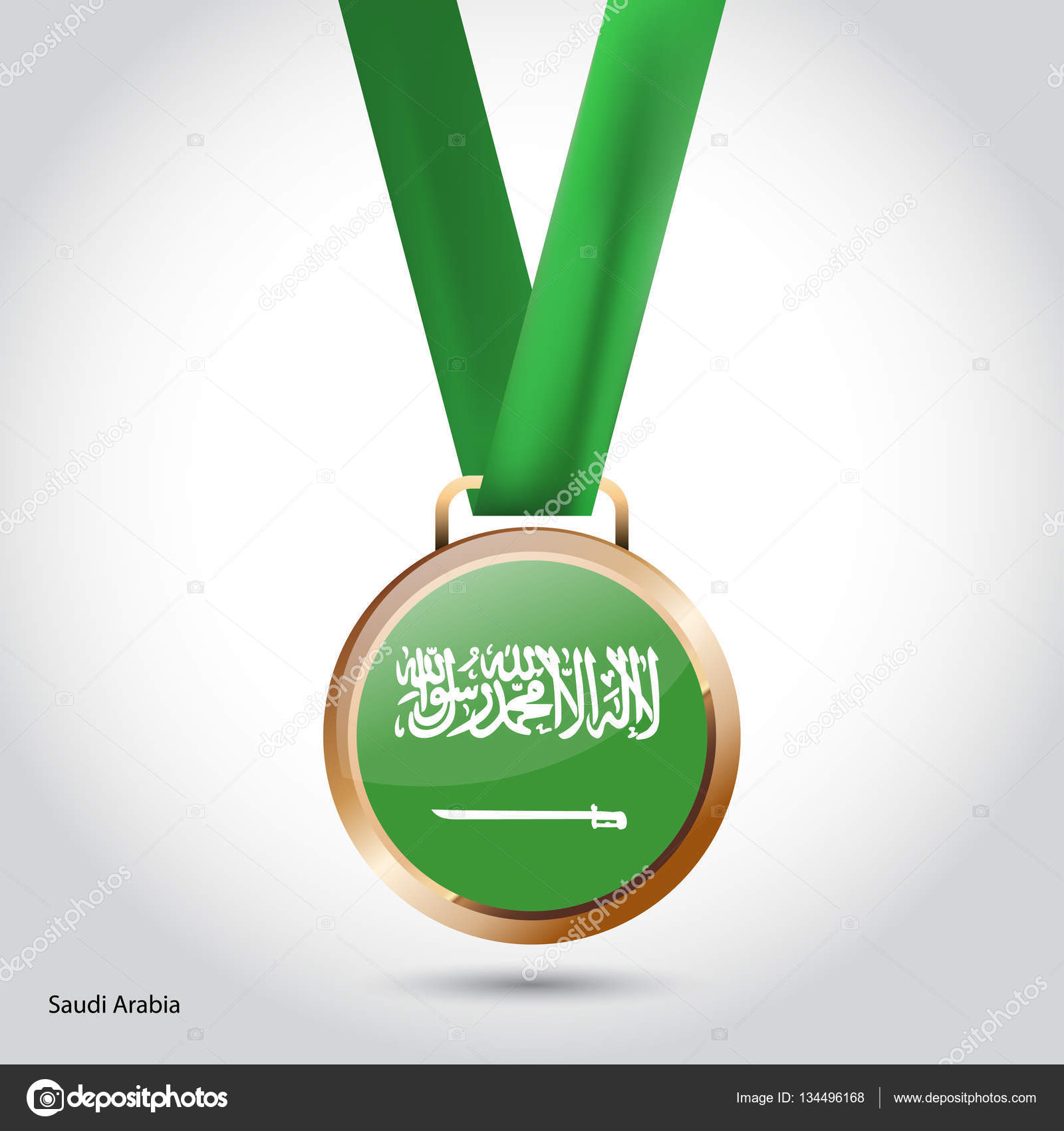 Saudi Arabia flag in bronze medal — Stock Vector © ibrandify #134496168