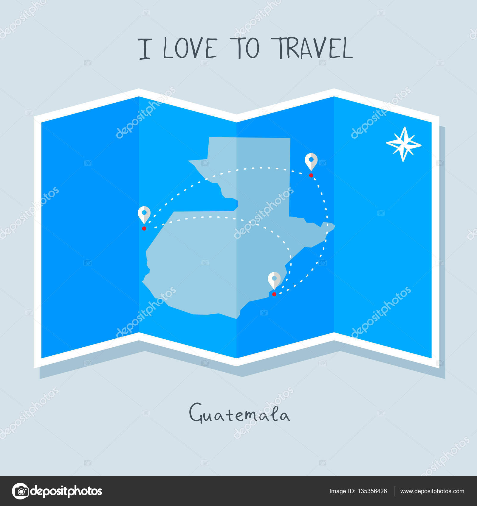 Guatemala en el mapa azul del mundo Vector de stock por ©ibrandify ...