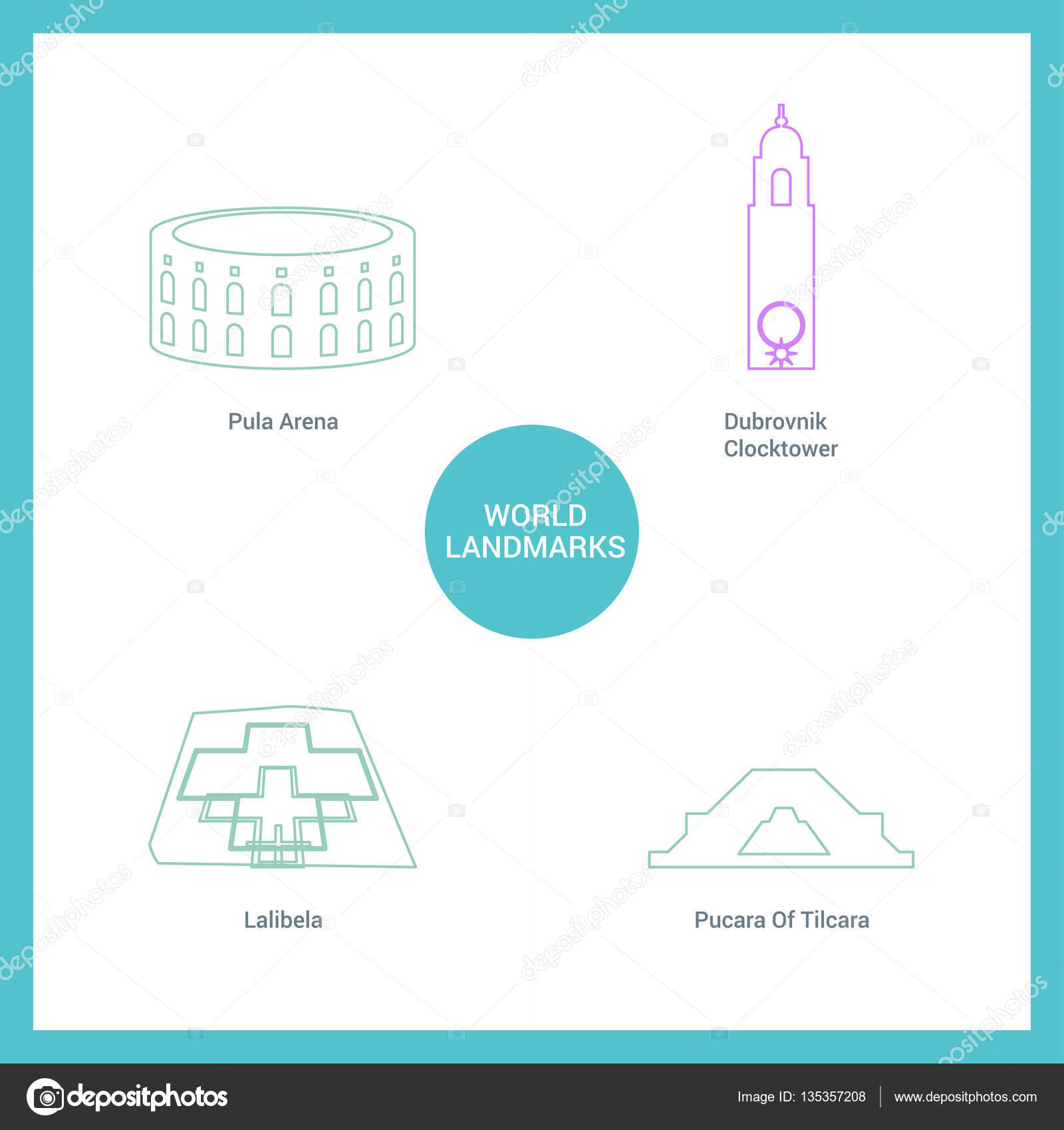 Set of monument icons Stock Vector by ©ibrandify 135357208