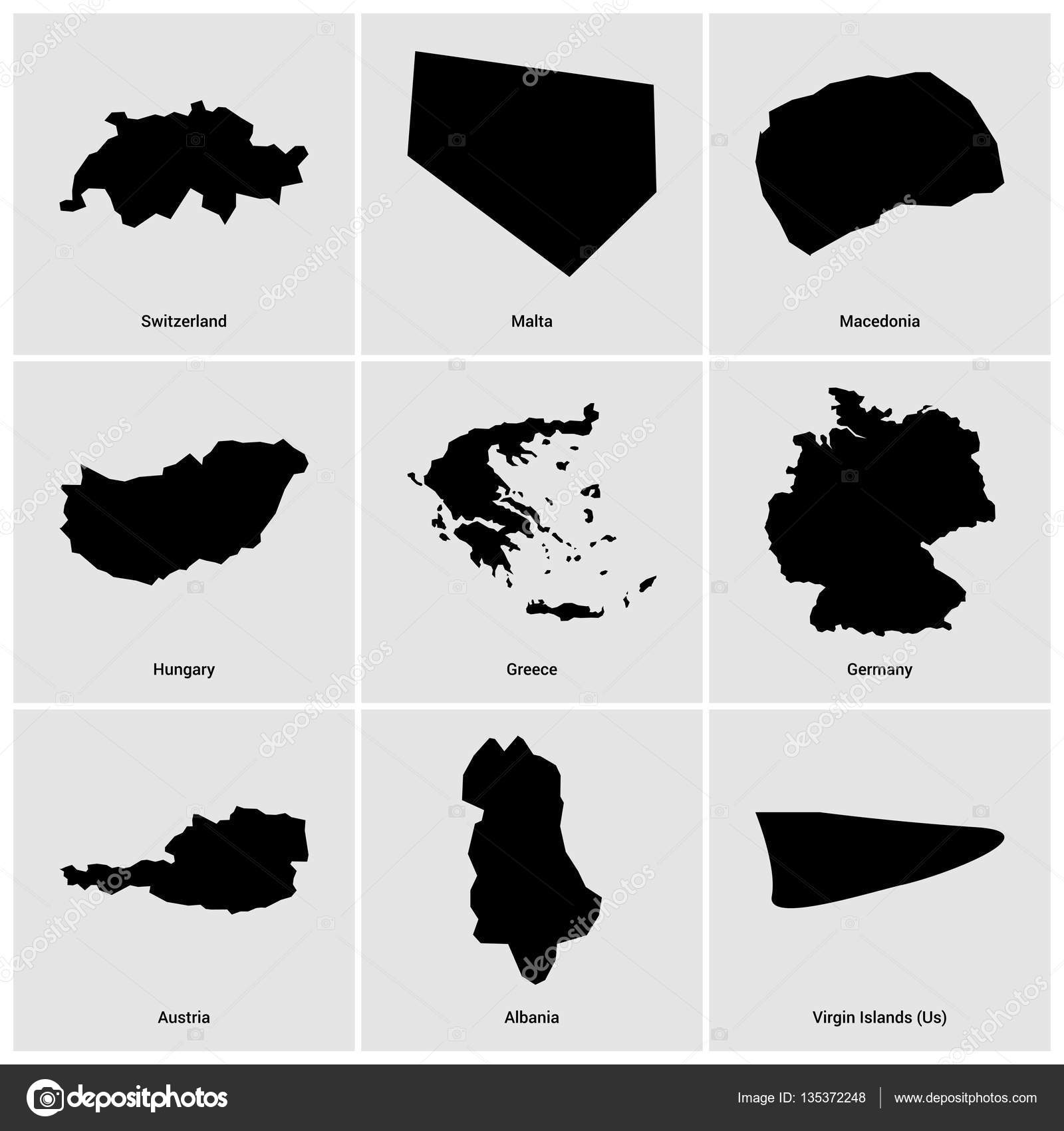 Set of different countries black maps Stock Vector by ©ibrandify 135372248