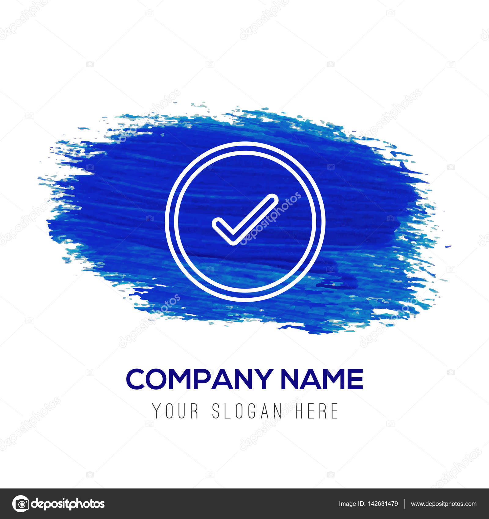 Check button icon on blue Stock Vector by ©ibrandify 142631479