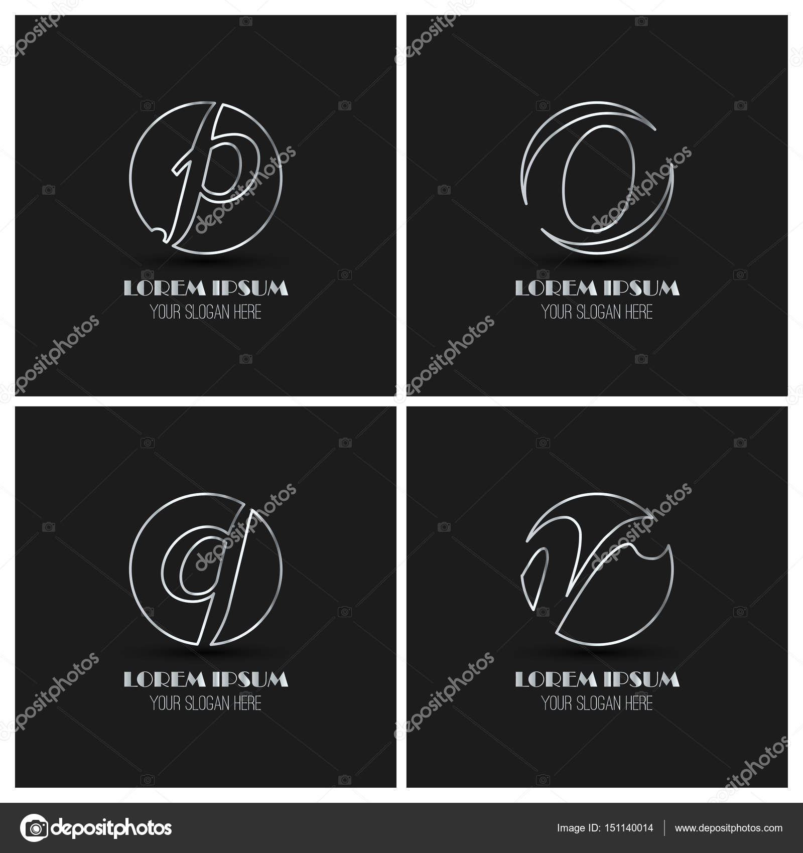 Set of outline alphabetic logos Stock Vector by ©ibrandify 151140014