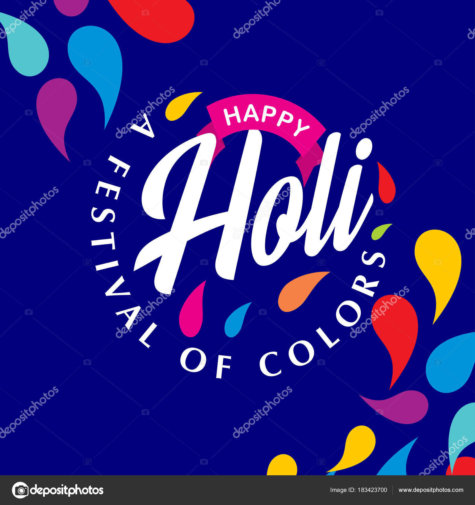 Happy Holi Festival Creative Typography Sample Text Stock Vector by ...