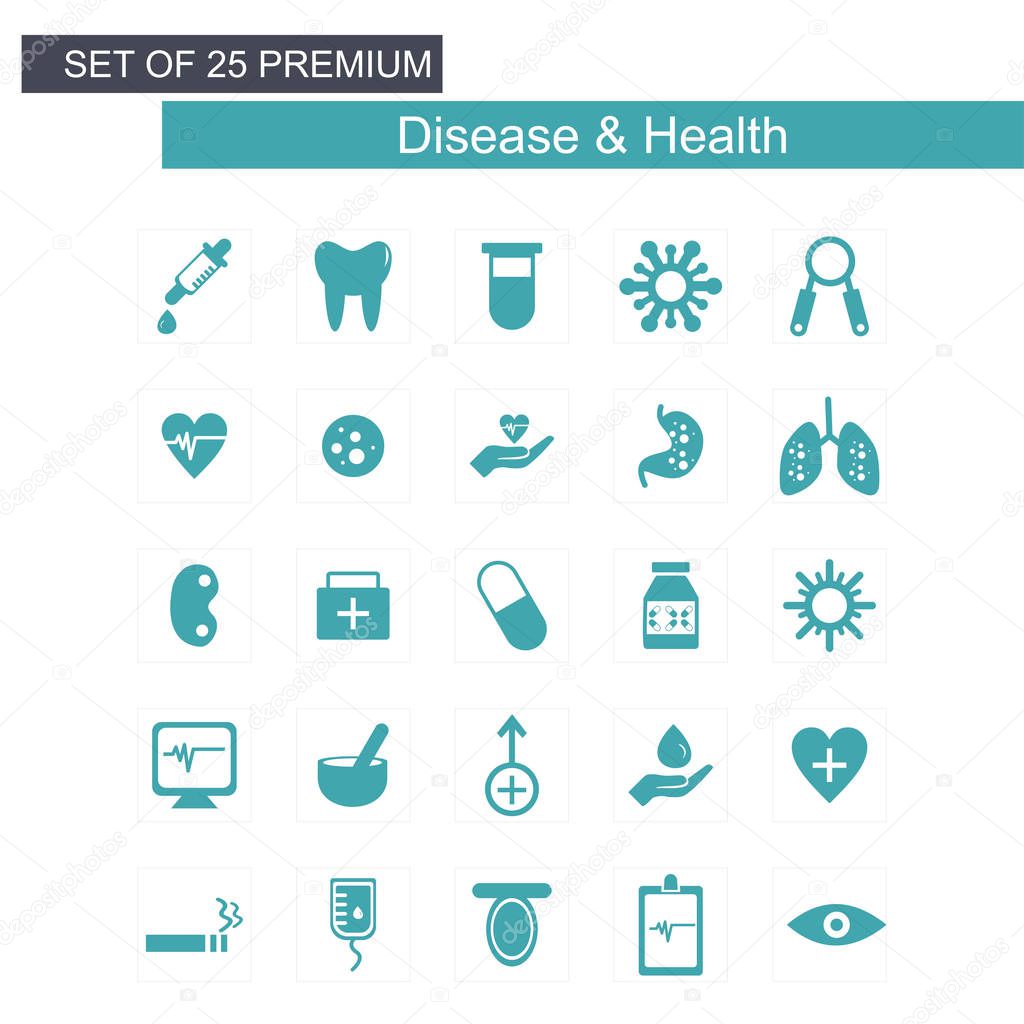 conjunto de iconos de Enfermedades y Salud, vector, ilustraci n 2024