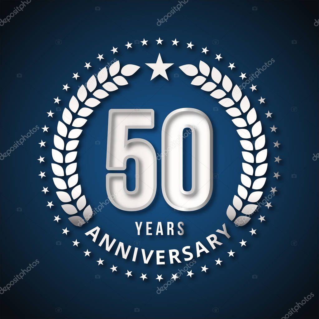 Tarjeta de aniversario de 50 a os, ilustraci n colorida del vector 2024