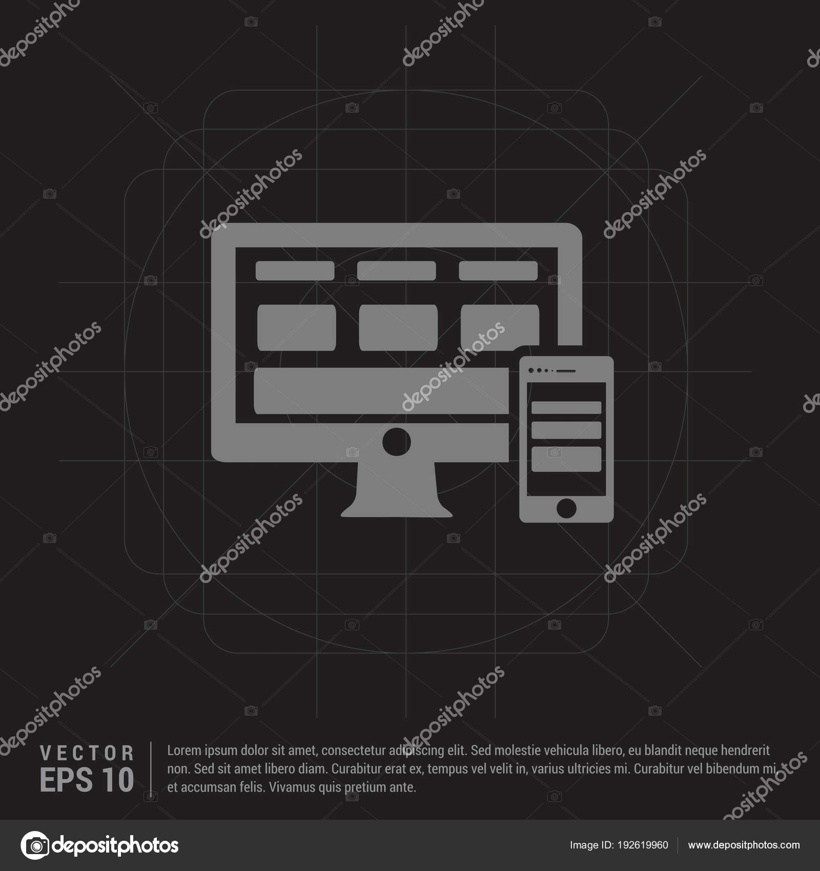 Minimalistic Desktop Computer Icon Black Background Stock Vector Image ...