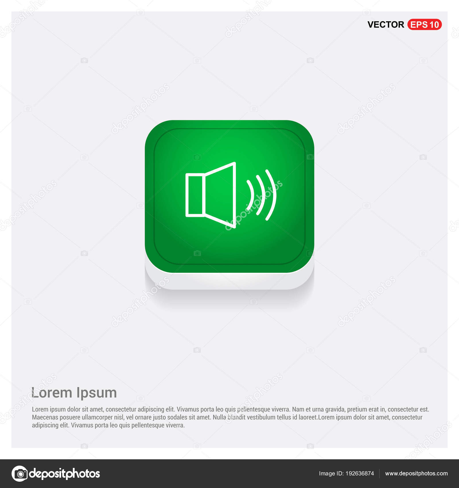 Speaker Icon Green Button Isolated White Background Stock Vector by ...