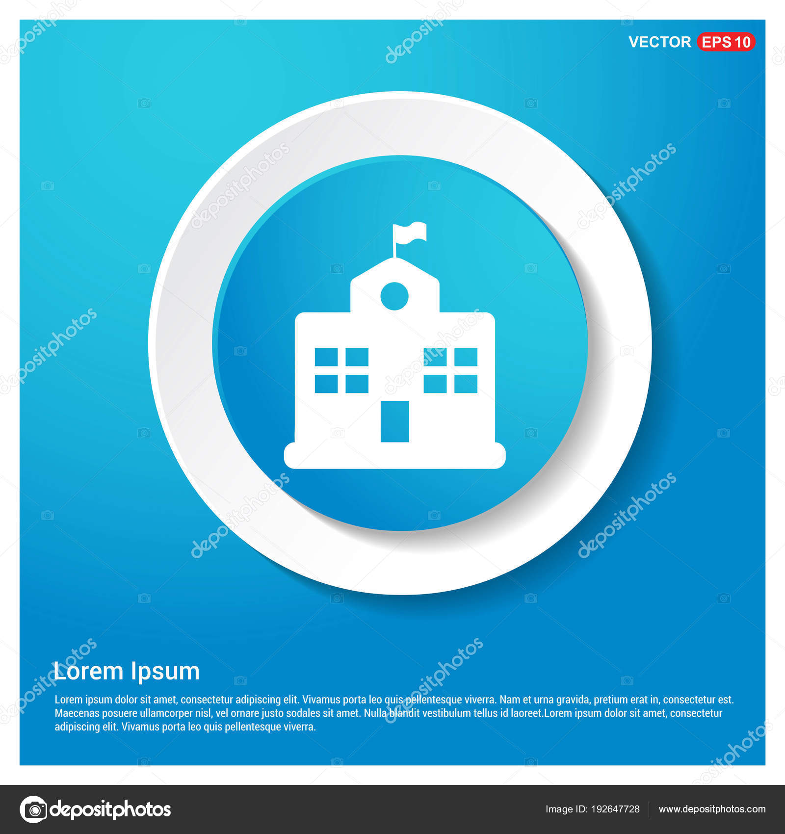 School Building Icon Abstract Blue Web Sticker Button Vector ...