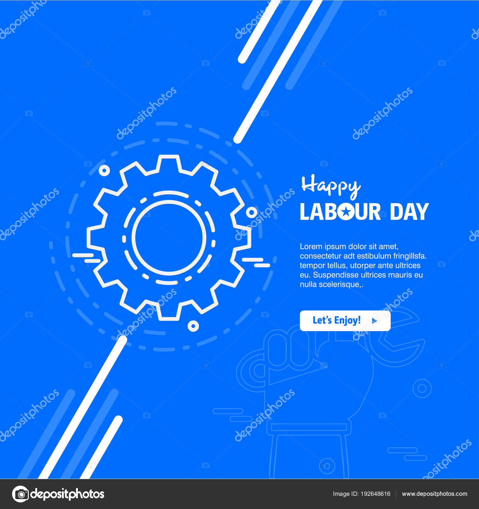 Happy Labour Day Greeting Card Design White Blue Colors Vector Stock ...