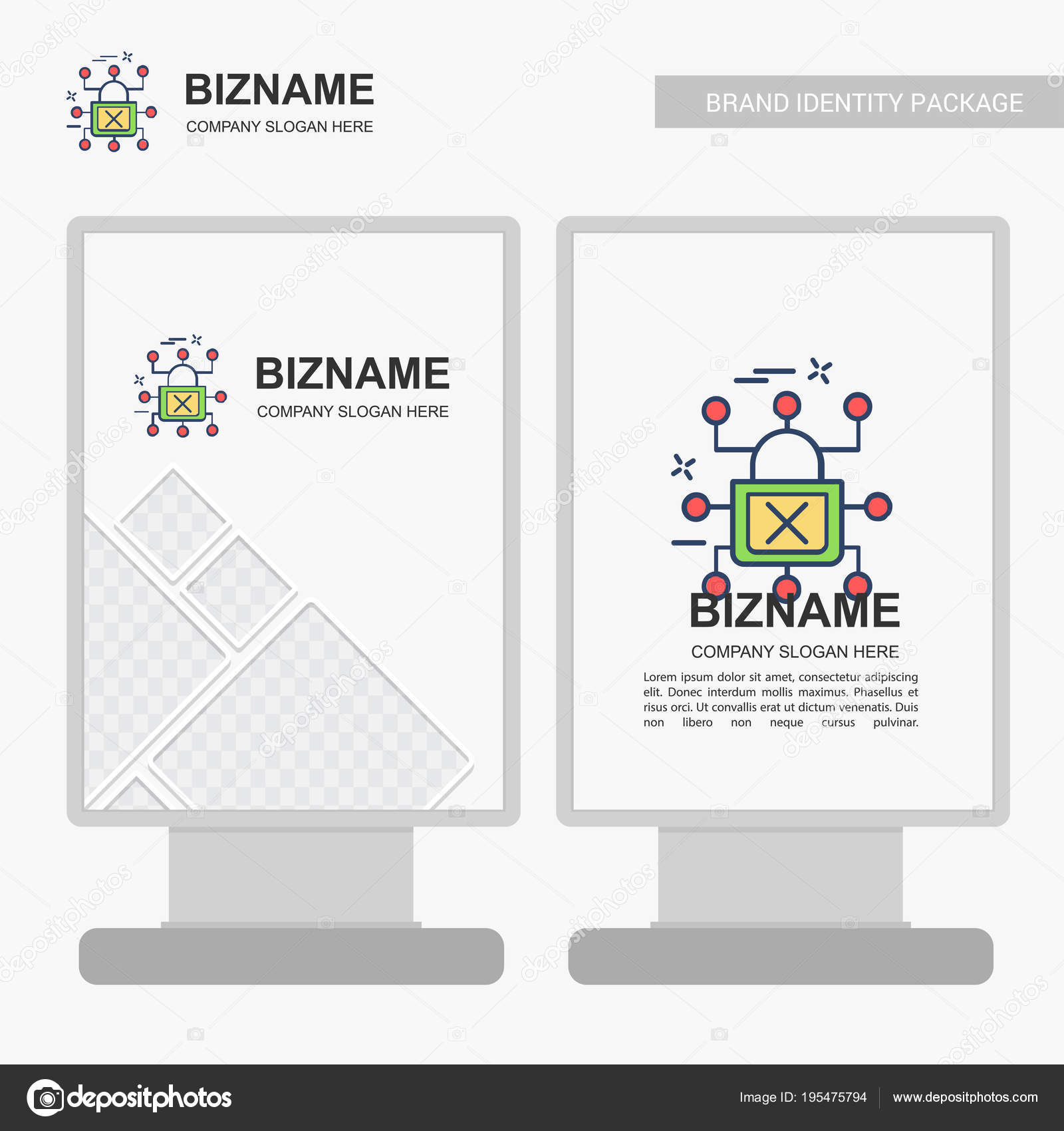 Şirket Reklam Panoları Ile Tasarım Logolar Vektör Illüstrasyon ...