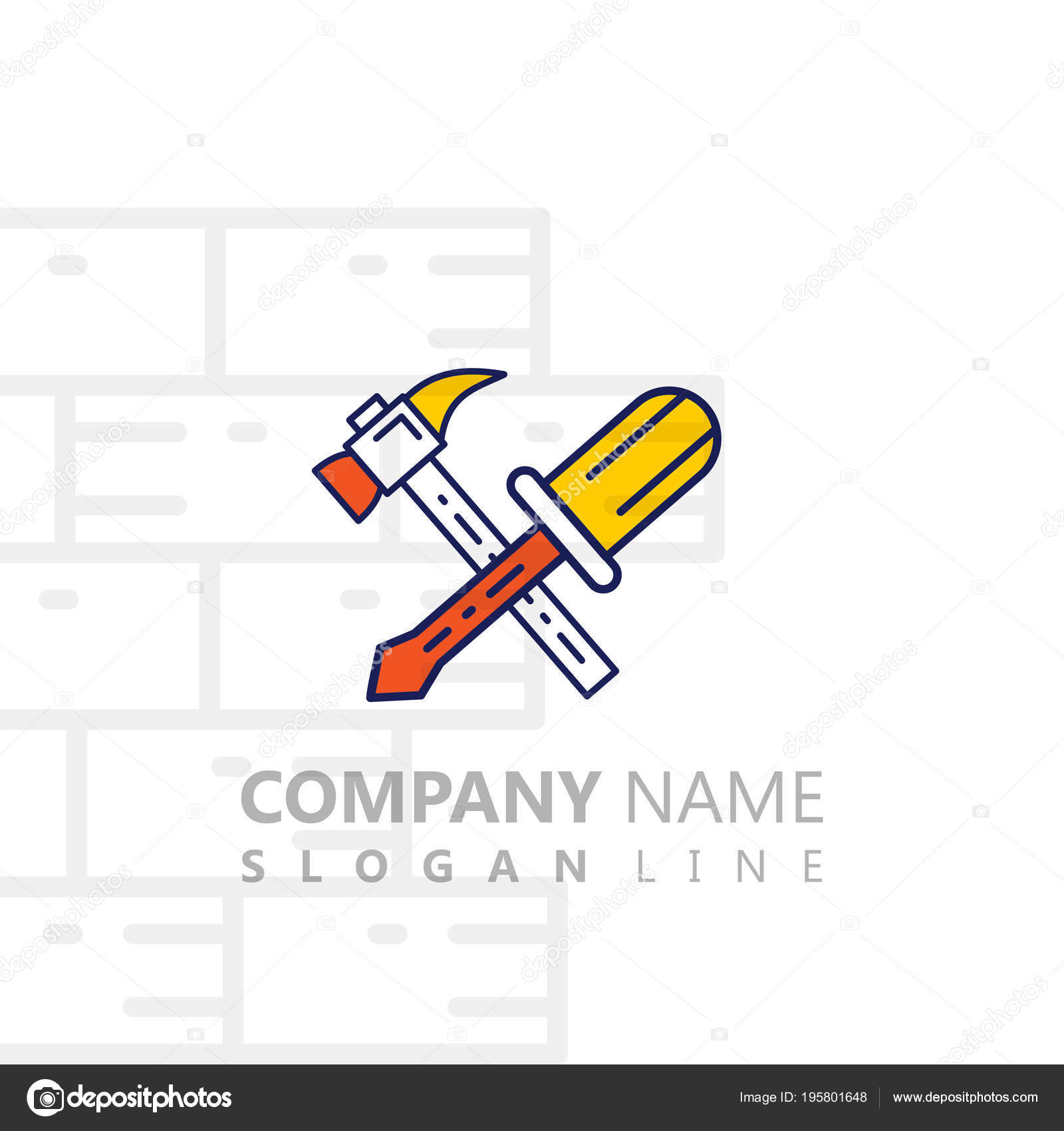 Construction Company Logo Template Colorful Vector Illustration Stock ...