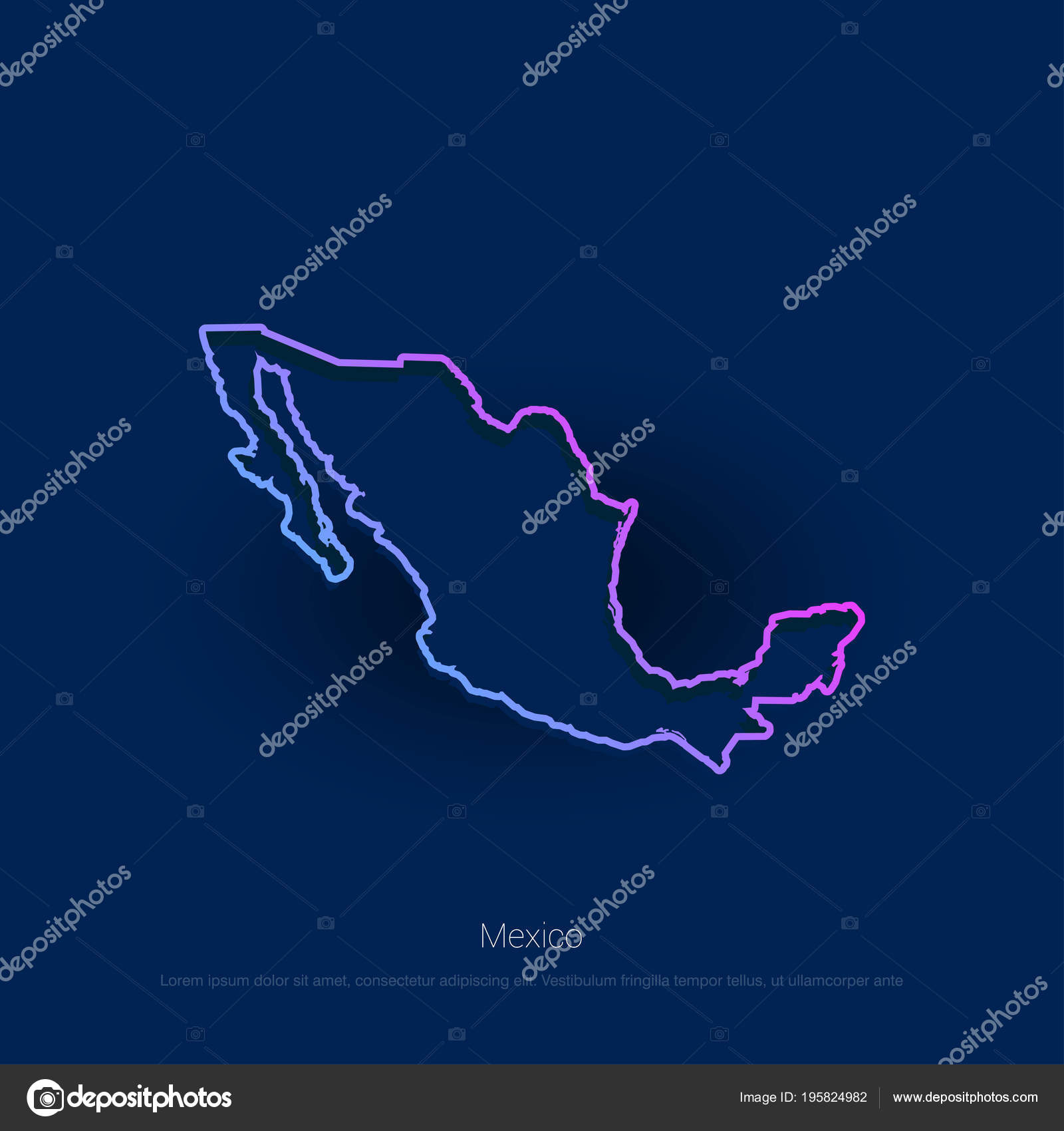 Mexico Country Map Blue Presentation Background Stock Vector by ...