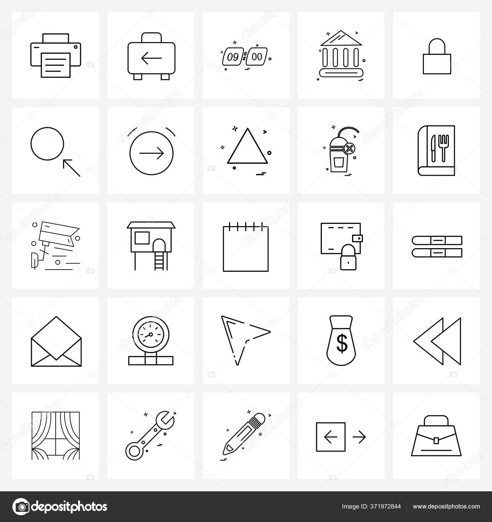 Editable Vector Line Icons Modern Symbols Lock Hut Time House Stock ...
