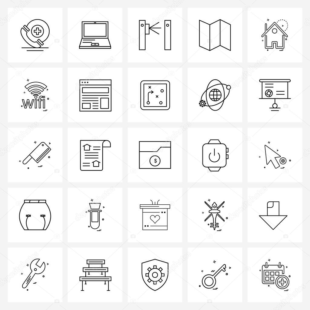 Símbolos Aislados Conjunto Iconos Línea Simple Edificio Pin Entrada ...