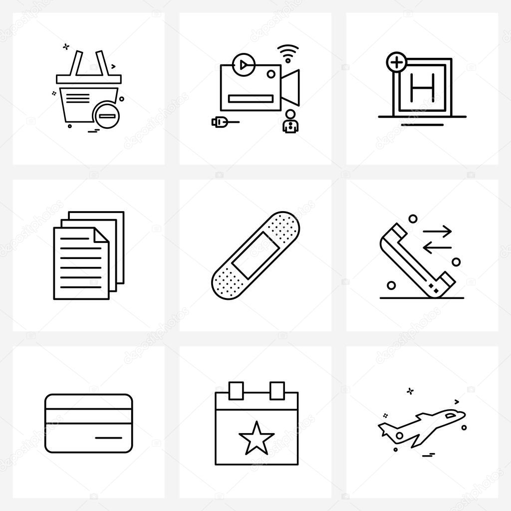 Pixel Perfect Set de 9 iconos de la l nea de vectores, como m dicos, yeso, hospital, texto ...