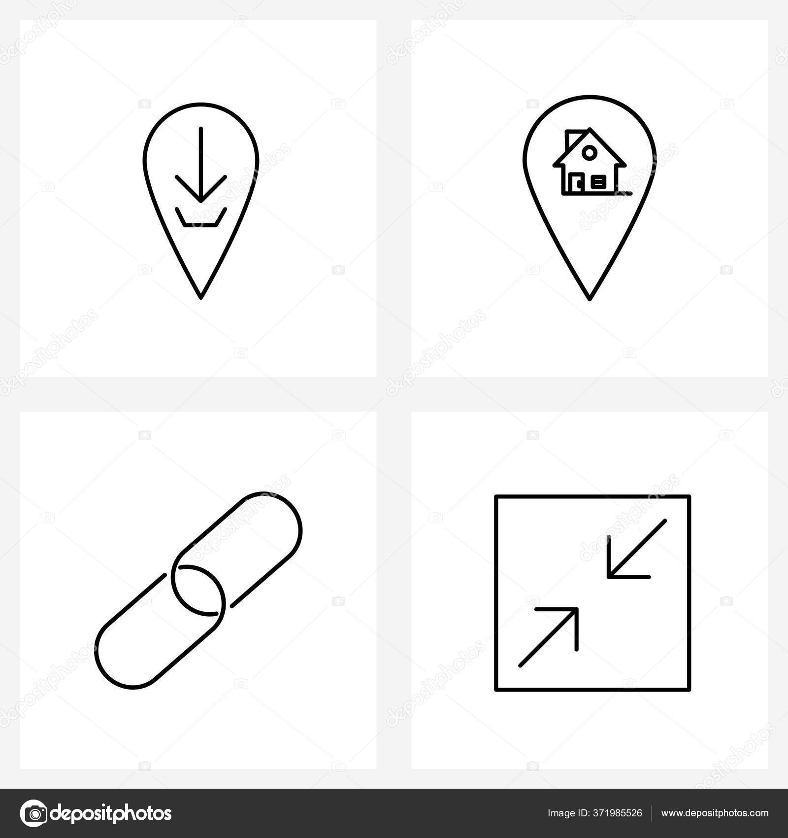 Set Basic Line Icons Location Network Download House Location Corner ...
