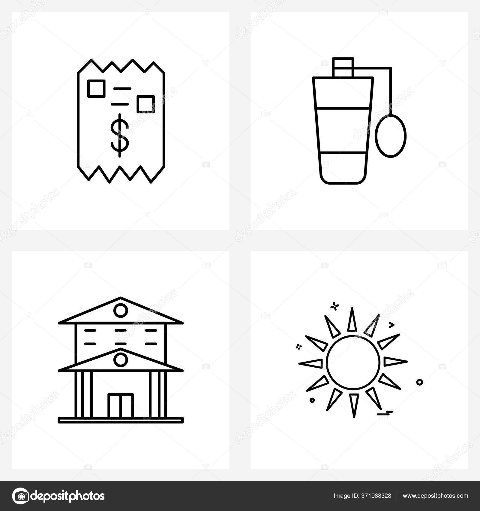 Set Icons Symbols Dollar Building Torn Fragmented City Vector ...